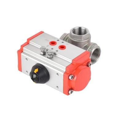 Cina Valvola a sfera pneumatica a tre vie in acciaio inossidabile DN8-DN65 con attuatore a doppia azione in vendita