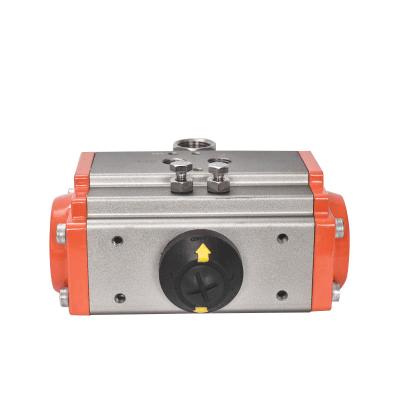 中国 ステンレス・スティール・スリー・ウェイ・ボール・バルブ・ウィズ・プネウマティック・アクチュエーター NPT Bsp BSPT エンド・コネクション 販売のため