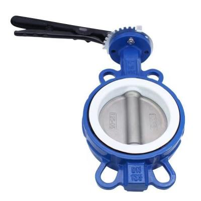 Cina ANSI CF8 EPDM PTFE forte acido dottile leva di ferro operato Wafer Lug Valvola farfalla in vendita