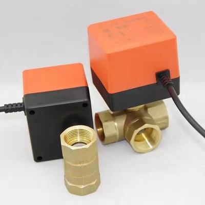 Cina Valvola a sfera elettrica in ottone a tre vie per la bobina del ventilatore di condizionamento centrale in vendita