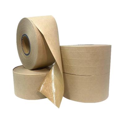 중국 Gummed Activated Reinforced Brown Wet Water Writable Kraft Paper Packing Tape 판매용