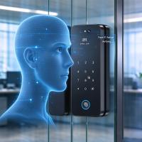 China Smart Glass Door Lock Key 3d Face Unlocking Tuya App Control Fingerprint Recognition Card Access Passcode Entry for sale