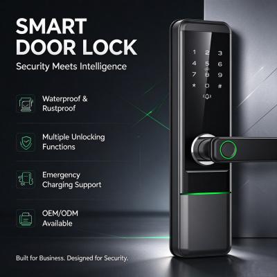 China Hot Sale Factory Direct Supply Premium Grade Aluminum Alloy Smart Lock Fingerprint Password Tuya App Anti Peep Keyless Entry Home Security Lock for Front Entry Door 596 for sale