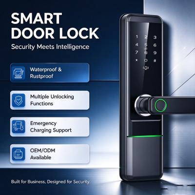 China Premium Grade Hot Sale New Design Aluminum Alloy Home Security Lock Fingerprint Password Tuya App Electronic Lock for Entry Wooden Door 596 for sale