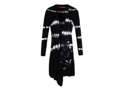 Cina Cappotto lungo del maglione del cardigan delle donne di colore della tintura del legame con lo zecchino/cinghia del ricamo in vendita