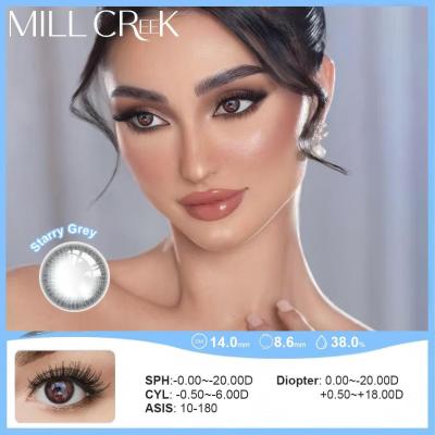 China Shimmer Grey Toric Colored Contact Lenses 14.0mm Diameter With 38% Water Content for sale