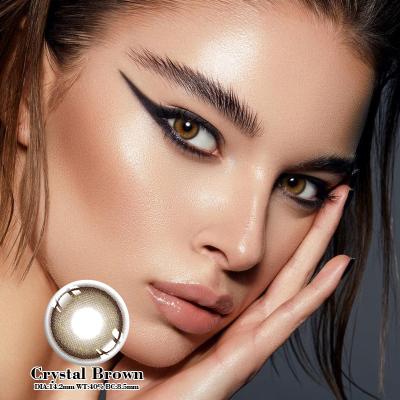 China MILLCREEK Crystal 4 Tone Brown Colored Prescription Contact Lenses with 40% Water Content, Base Curve 8.5, and CE & ISO Certified for Yearly Wear for sale