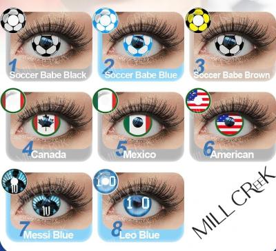 China MILLCREEK Soccer Babe Colored Prescription Contact Lenses – 40% Water Content, Base Curve 8.5, CE & ISO Certified for Cosplay & World Cup for sale
