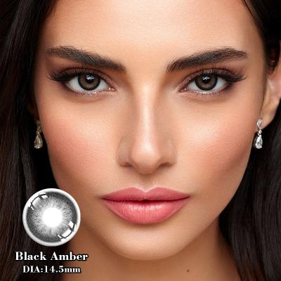 China Black Amber 14.5mm Diameter Yearly Disposable Contact Lenses with 0.08mm Thickness and 40% Water Content for sale