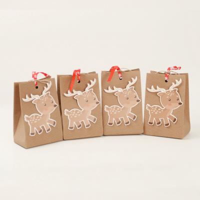 ODM biodegradable amistoso del OEM de los bolsos del papel de Kraft de la tira 260g de Eco de los ciervos creativos