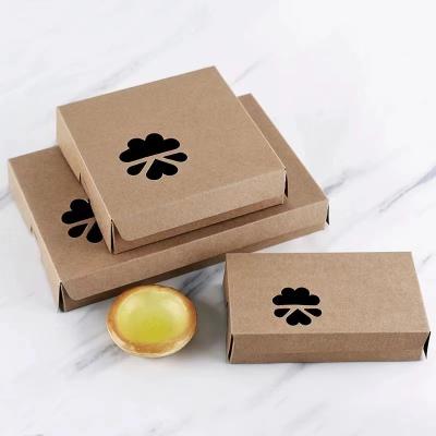 China Mini Portuguese Egg Tart Packaging Box 2/4/6-piece Egg Tart Box Vintage Kraft Paper Small Pastry Packaging Box for sale