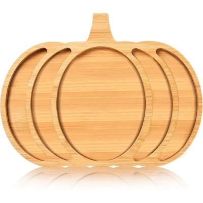 China Halloween Bamboo Dinner Plates Pumpkin Shape Eco Friendly Reusable Kitchenware Tool for sale
