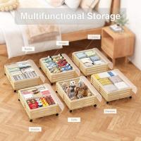 China Foldable Under Bed Storage Organizer Drawer Bamboo With Wheels for sale