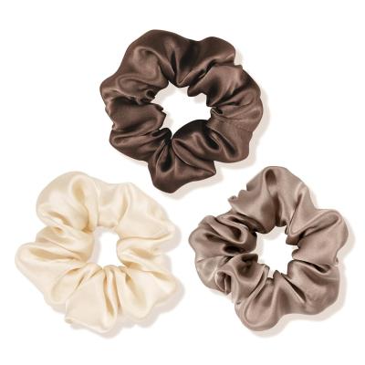 China Soft Satin Silk Solid Color Scrunchies Elastic Hair Bands Health Beauty Products for sale