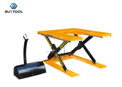 China 1000kg E Shape Low Profile Lift Table Electric Hydraulic Scissor Lifter for sale