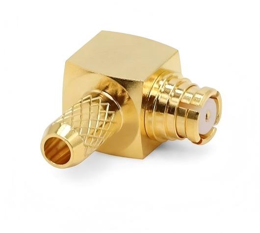 Quality 6GHz RF SMP Female Connector with Gold-plated Brass and Right Angle Crimping for sale