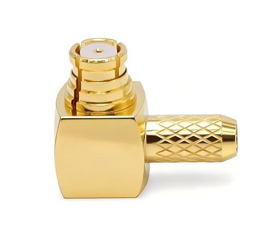 Quality 6GHz RF SMP Female Connector with Gold-plated Brass and Right Angle Crimping for sale