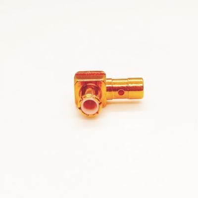China MCX Connector Male Right Angle Welded Type with Gold-plated Brass for DC-6GHz Frequency Range for sale