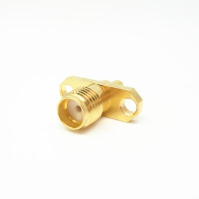 China Gold-plated Brass 2 Holes Flange SMA Female Connector SMA-KFD3 for DC-6GHz RF Applications for sale