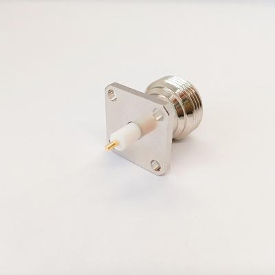 China N-KFD6 N Type Female RF Connector with 4-Hole Flange for PCB Mounting DC-6GHz Nickel Plated Brass for sale