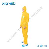 China EN14126 90g Disposable Protective Coveralls With Elasticated Cuffs for sale