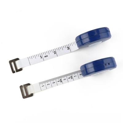 China Blue Casing tailoring measuring tape Double Scale 150cm 60 Inch With Metal Pull Tab for sale