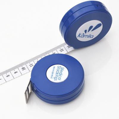 China Blue Casing tailoring measuring tape Double Scale 150cm 60 Inch With Metal Pull Tab for sale