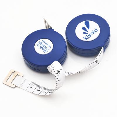 China Blue Casing tailoring measuring tape Double Scale 150cm 60 Inch With Metal Pull Tab for sale