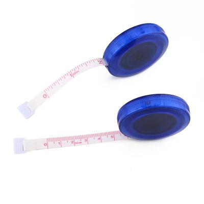 Cina ODM dell'OEM su ordinazione trasparente di forma di Logo Tape Measure Circular dei semi blu in vendita