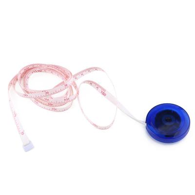 Cina ODM dell'OEM su ordinazione trasparente di forma di Logo Tape Measure Circular dei semi blu in vendita