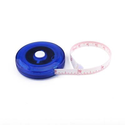 Cina ODM dell'OEM su ordinazione trasparente di forma di Logo Tape Measure Circular dei semi blu in vendita