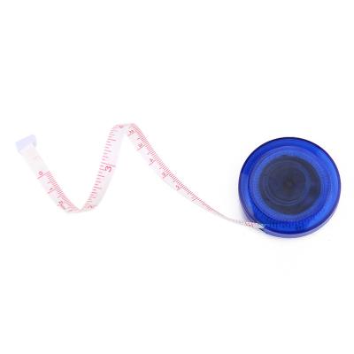 Cina ODM dell'OEM su ordinazione trasparente di forma di Logo Tape Measure Circular dei semi blu in vendita