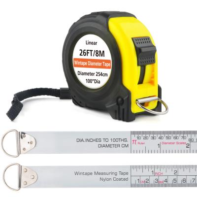 Cina Wintape Extra Long 8m 26ft Diametro Scale Pi Regolare Nylon Rivestito Acciaio Inch Marche Diametro Nastro di misura in vendita