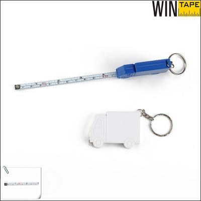 China Wintape Carro de plástico Mini Caminhão Forma 1 metro Faixa de aço Medida Keychain Retrátil à venda