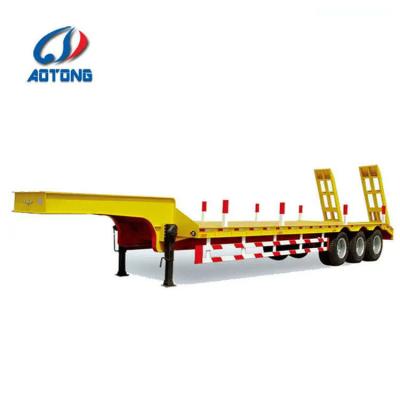 60 Tons Fuwa Low Bed Lowboy Trailers AOTONG 3 Axles for Heavy Load Transportation