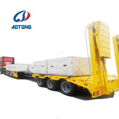 China 60ton 70ton 80tons Lowbed Semi Detachable Lowboy Trailer with Duel Line Brake System for sale