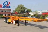 China Customer Request Aotong 40-45ft 3 Axle Flatbed Container Trailers with 12 Container Locks for sale