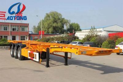 중국 고객 요청 Aotong 40-45ft 3 축 평면 컨테이너 트레일러 12 컨테이너 잠금 판매용