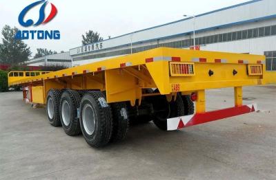 중국 고객 요청 Aotong 40-45ft 3 축 평면 컨테이너 트레일러 12 컨테이너 잠금 판매용