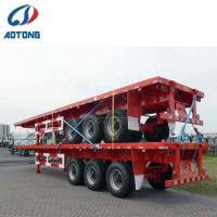 China Customer Request Aotong 40-45ft 3 Axle Flatbed Container Trailers with 12 Container Locks for sale