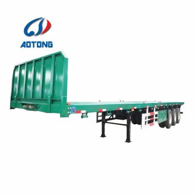 中国 高床コンテナ トラッキング 3軸 40フィート フラットベッド半トレーラー フロントボードの寸法 販売のため
