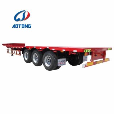 China Japan Market Semi Truck Flatbed Trailer with 80T Max Payload and Hydraulic Ladder for sale