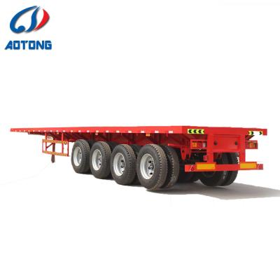 China Japan Market Semi Truck Flatbed Trailer with 80T Max Payload and Hydraulic Ladder for sale