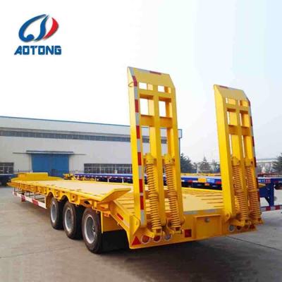 China Japan Market Semi Truck Flatbed Trailer with 80T Max Payload and Hydraulic Ladder for sale
