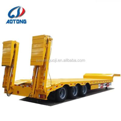 중국 AOTONG 3 Axles 45ton 55tons 60ton 낮은 침대 수압 사다리 하락 보이 반 트럭 트레일러 판매용