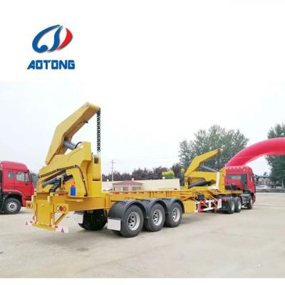 China 12r22.5 Tri-axle Rear Self Unloading 20ft Tipping 40ft Container Flatbed Dump Trailer for sale