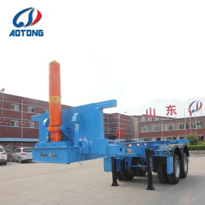 China 12r22.5 Tri-axle Rear Self Unloading 20ft Tipping 40ft Container Flatbed Dump Trailer for sale