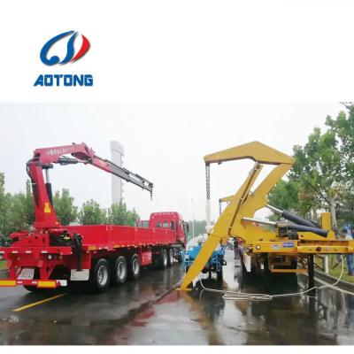 China 12r22.5 Tri-axle Rear Self Unloading 20ft Tipping 40ft Container Flatbed Dump Trailer for sale