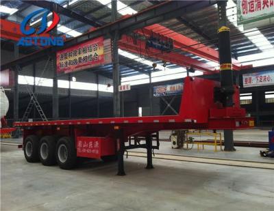 China 12r22.5 Tri-axle Rear Self Unloading 20ft Tipping 40ft Container Flatbed Dump Trailer for sale
