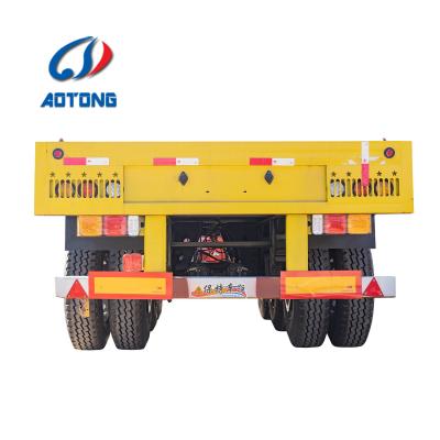 China 20ft 40ft Container Transport Flat Bed Trailer 3 Axle Flatbed Semi Trailer Moving Shipping for sale